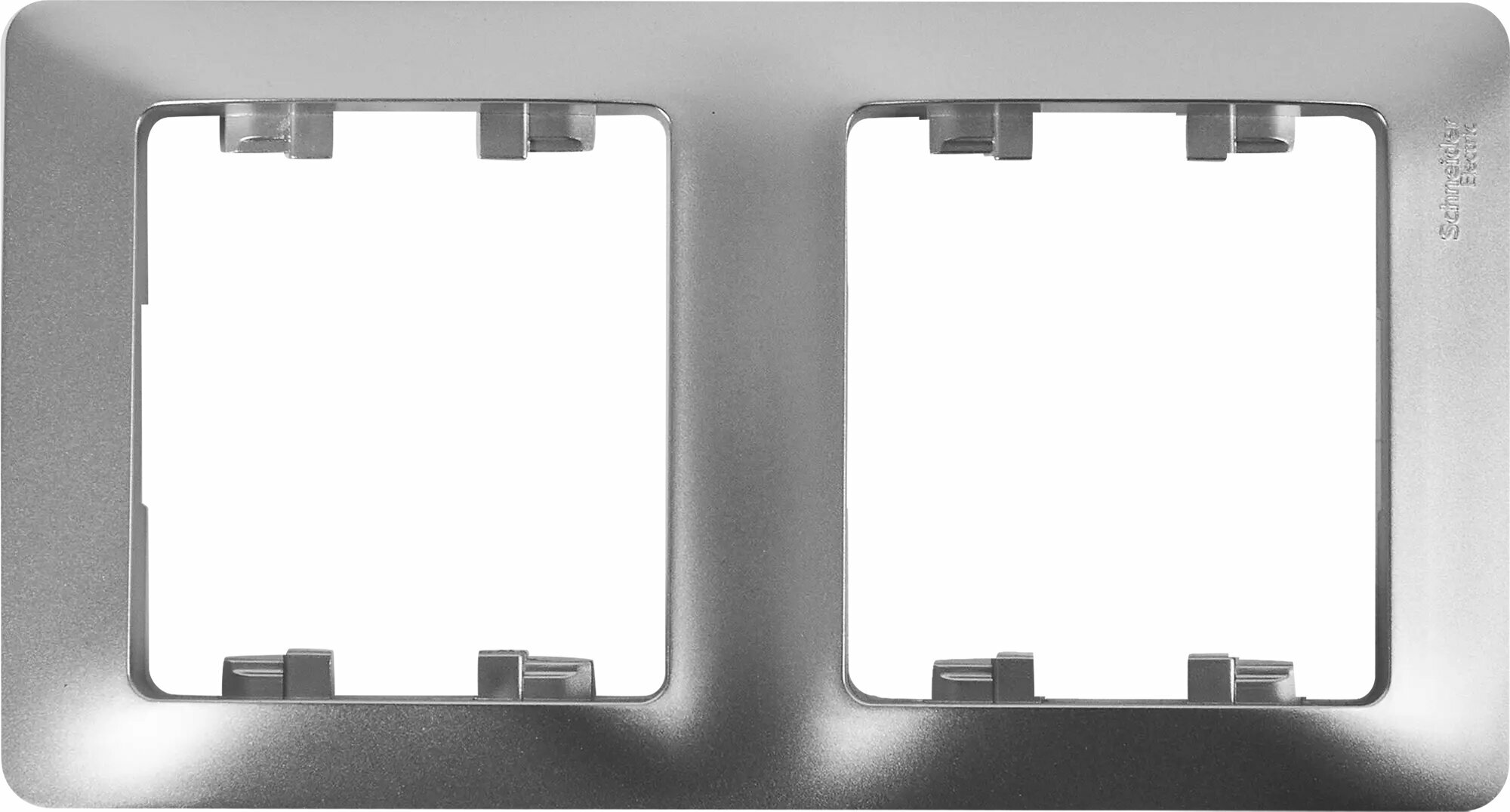 Рамка для розеток и выключателей Schneider Electric Glossa 2 поста вертикальная цвет алюминий