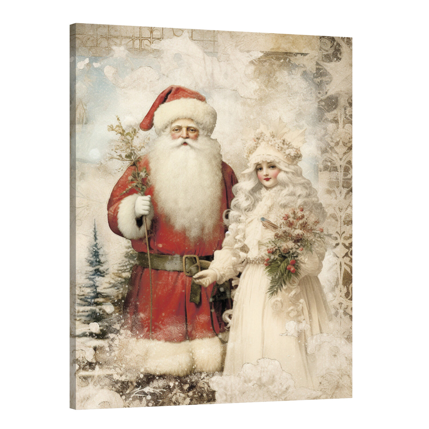 Интерьерная картина 50х70 "Магическая встреча Деда Мороза и Снегурочки"