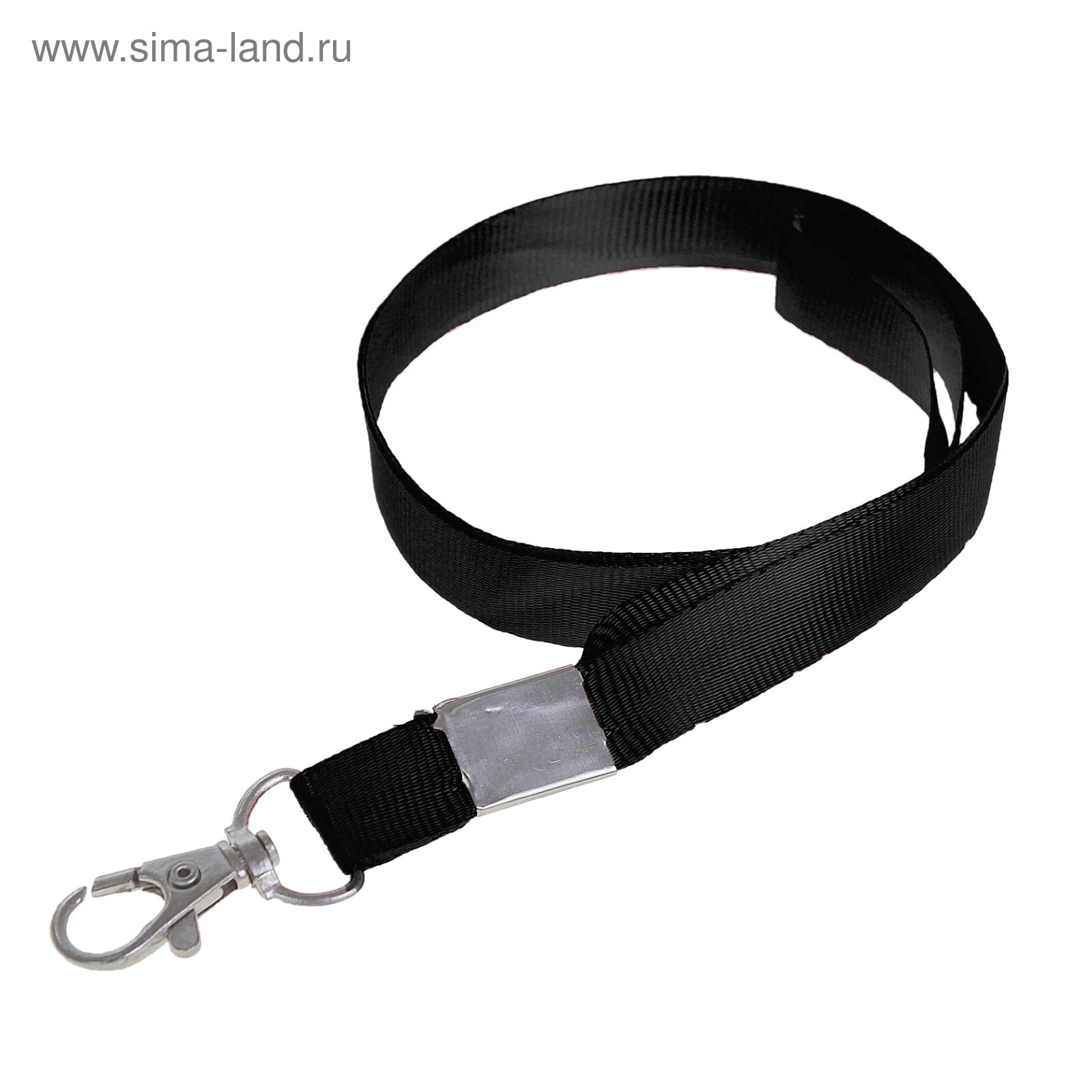 Лента для бейджа, 15 мм x 80 см, с металлическим карабином, чёрная, 50 шт.