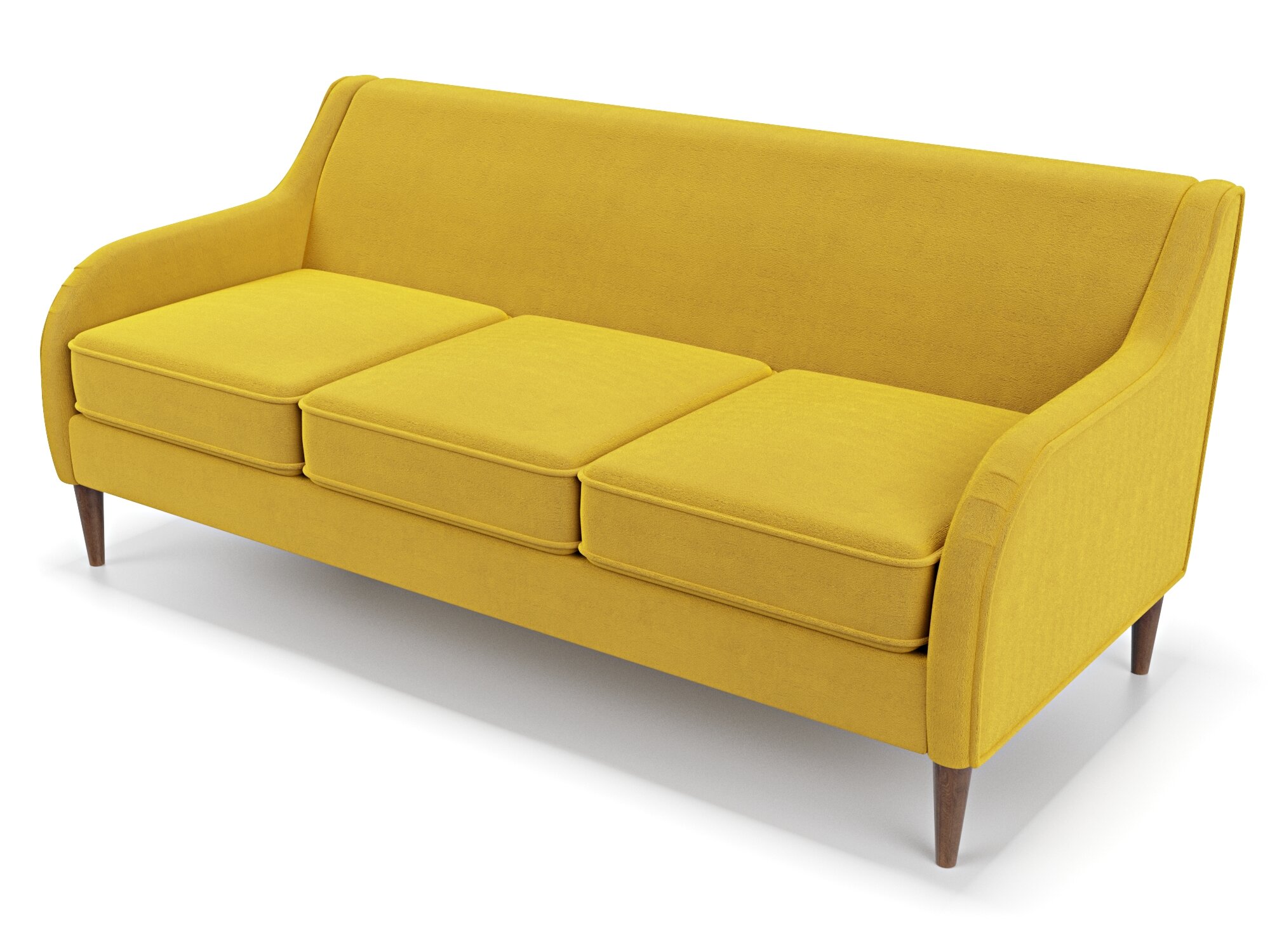 Дизайнерский прямой диван Soft Element Вектор Yellow, трехместный, велюр, желтый, современный стиль скандинавский лофт