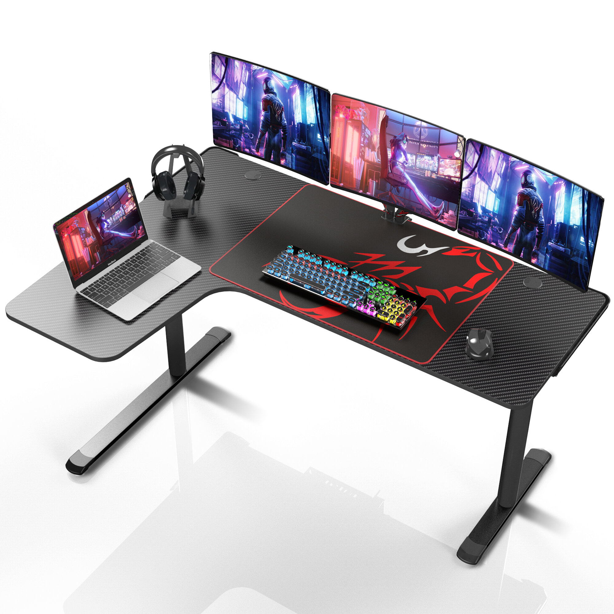 Стол Eureka Ergonomic для компьютера (для геймеров) Eureka L60, чёрный