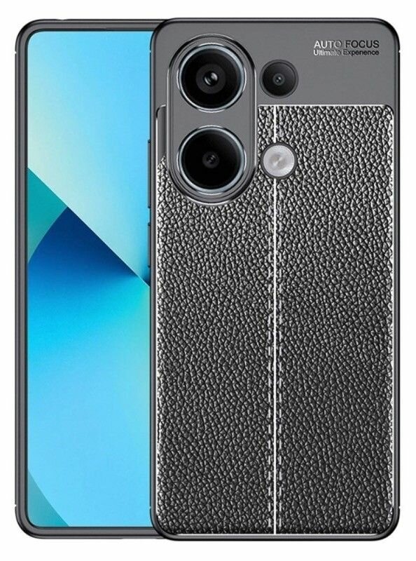Чехол на Poco M6 Pro силиконовый под кожу чёрный противоударный