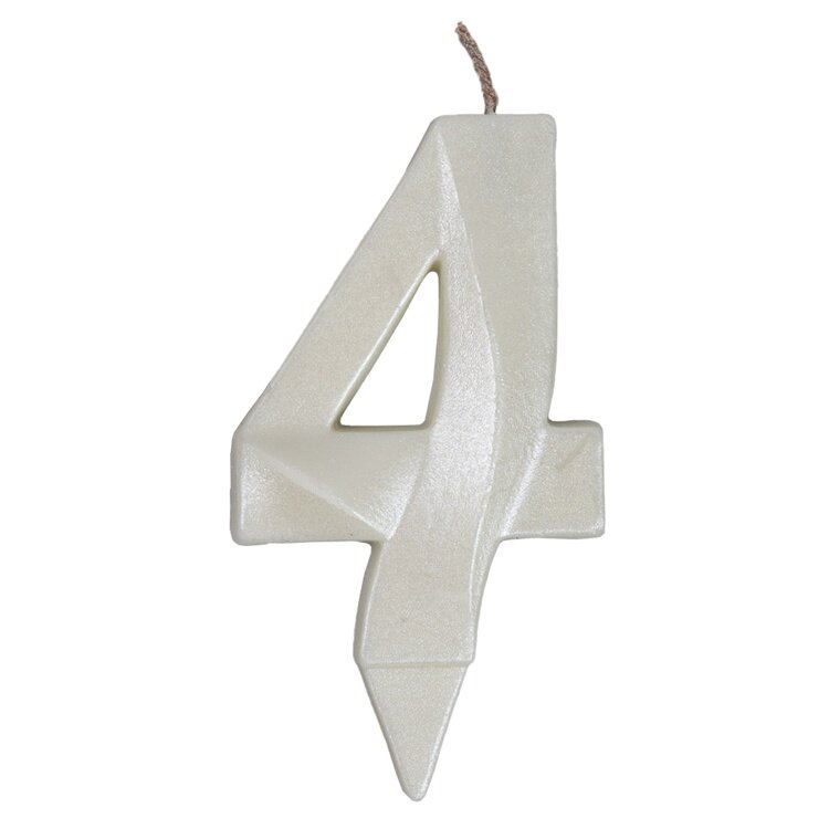 Свеча -цифра "4" Грань белый жемчуг, 7 см