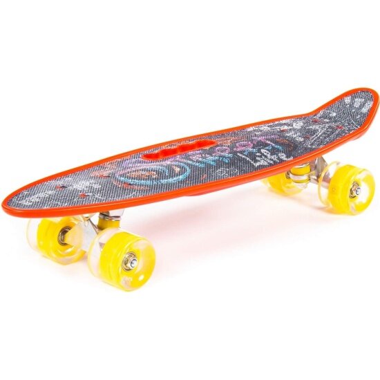 Круизер пластиковый Полесье 59 см, красный с наклейкой и жёлтыми колёсами