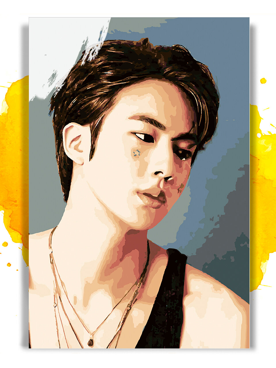 Картина по номерам на холсте BTS Джин со звездочками на щеках, 40 х 60 см