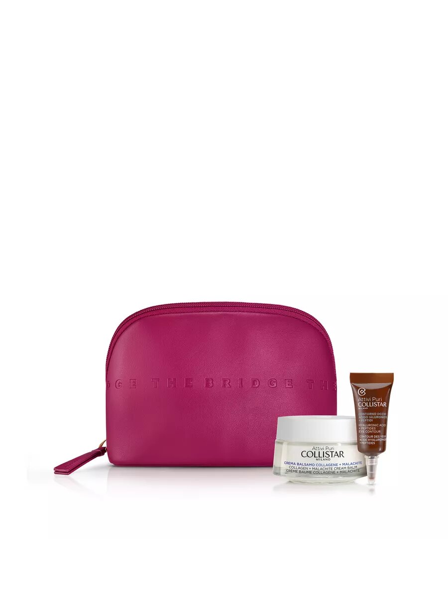 Collistar - Набор: Коллаген 50 мл + Гиалуроновая кислота для контура глаз - Пептиды 5 мл + Косметичка