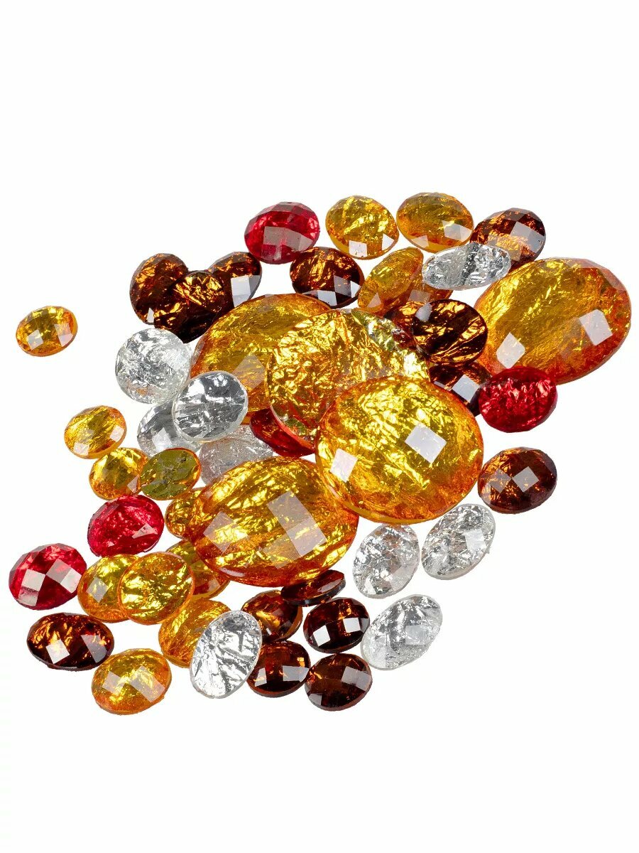 Кабошоны для рукоделия c фольгой 50шт.