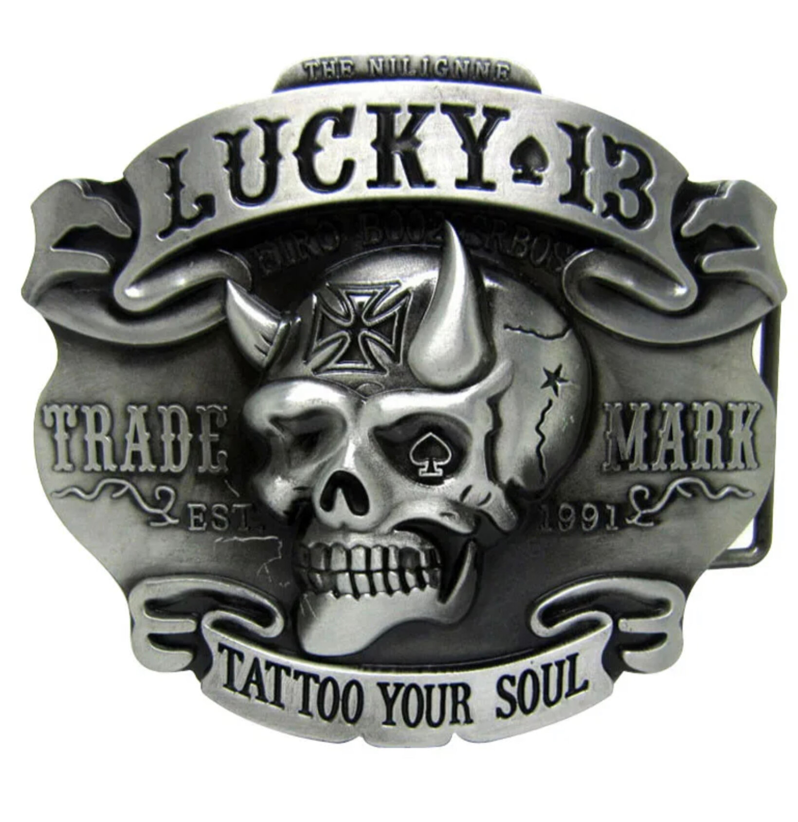 Пряжка байкерская для ремня (бляха) Lucky 13 - Tattoo your soul