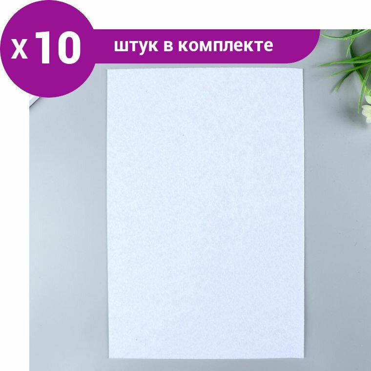 Фетр жесткий 1 мм 20х30 см белый (10 шт)