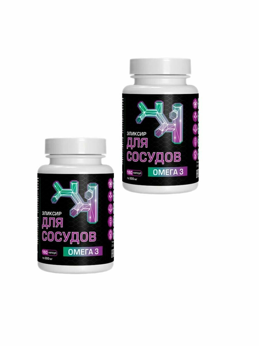 Масло льняное в капсулах "Для сосудов" 0,3 г №180, 2 шт, Компас Здоровья