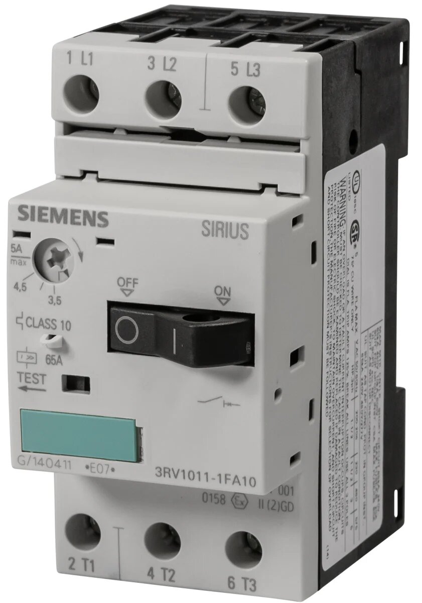 Защитный выключатель двигателя Siemens 5А 3RV1011-1FA10 3.5.5 A 4011209263666
