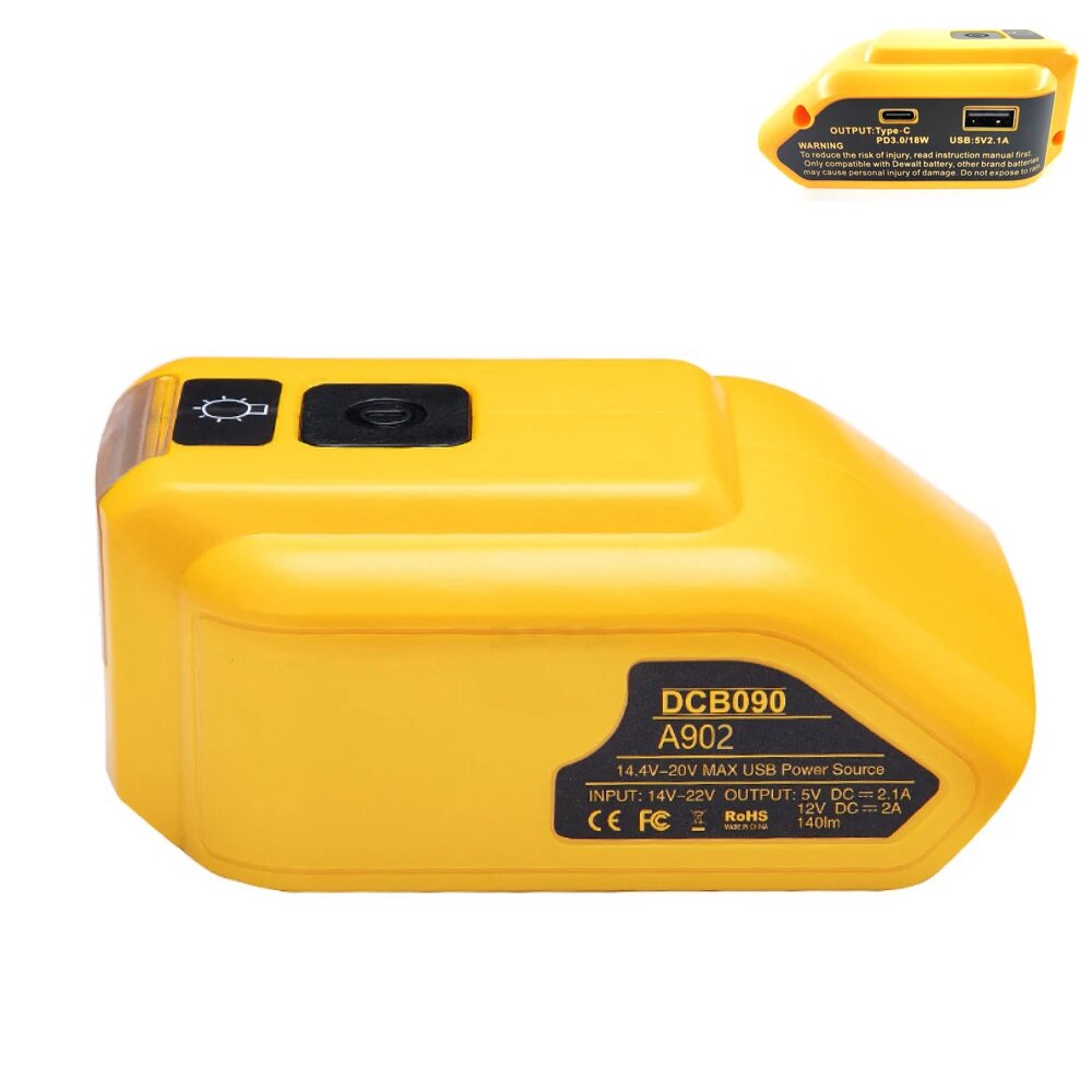 Фонарик ZUIDID для Dewalt 18В 3/12Вт USB LED Adapter