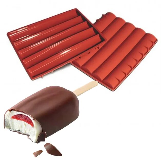 Форма силиконовая для выпечки 3D брусок круглый Silikomart / Формочка кулинарная для запекания в духовке / Силиконовый молд для кондитеров Силикомарт SF066 / Коврик для приготовления десертов пирожных кексов желе / Инструменты для тортов