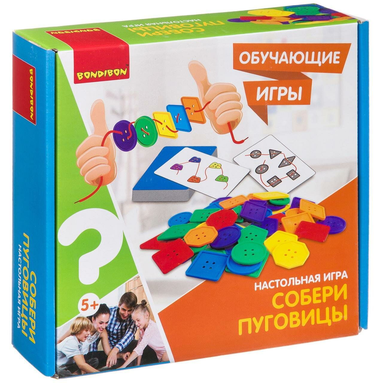 Игра настольная Bondibon "Собери пуговицы", для развития моторики и ловкости, пластик, разноцветный