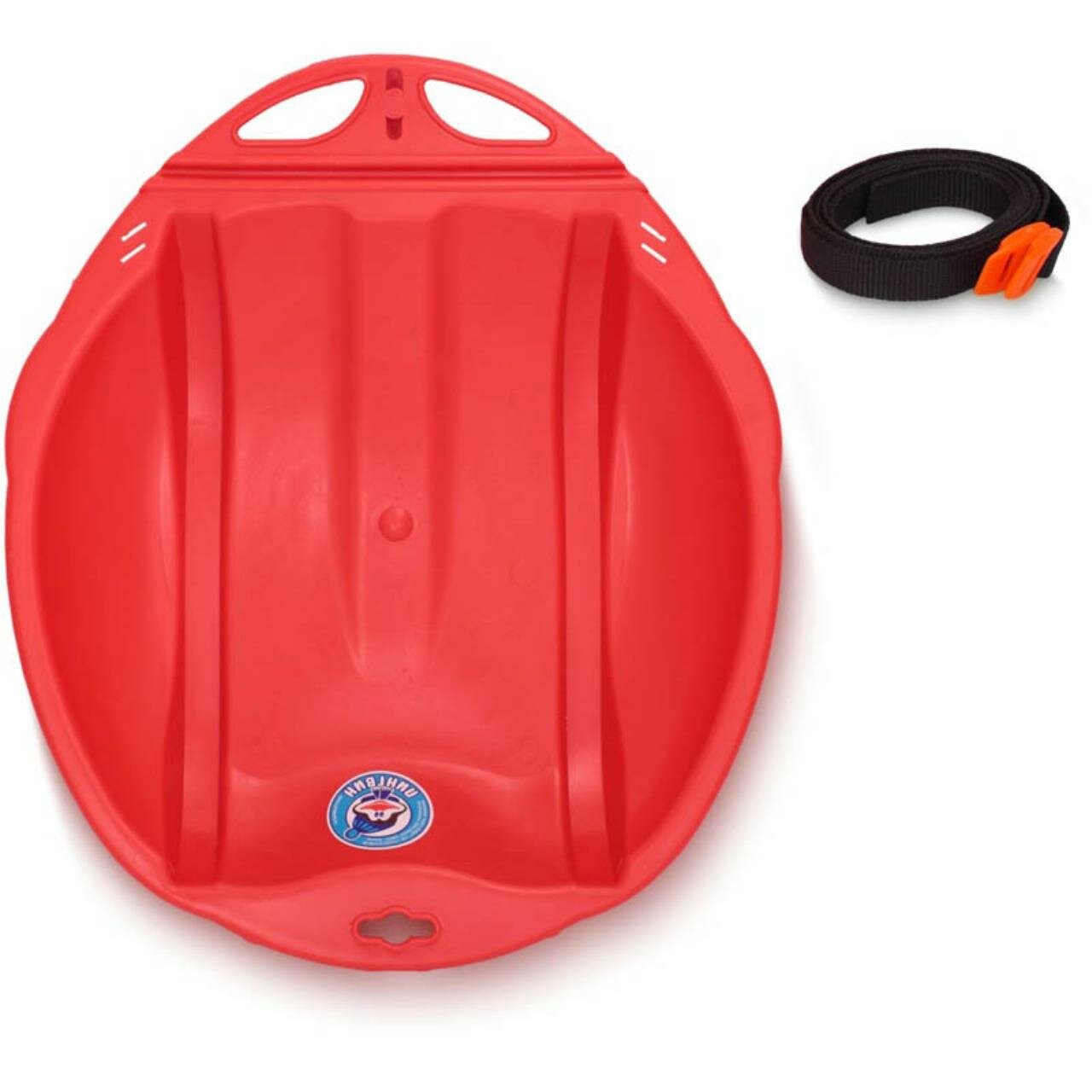 Ледянка "Весёлый паровозик", с ремнем, морозоустойчивая, пластик, красная 35х3х35