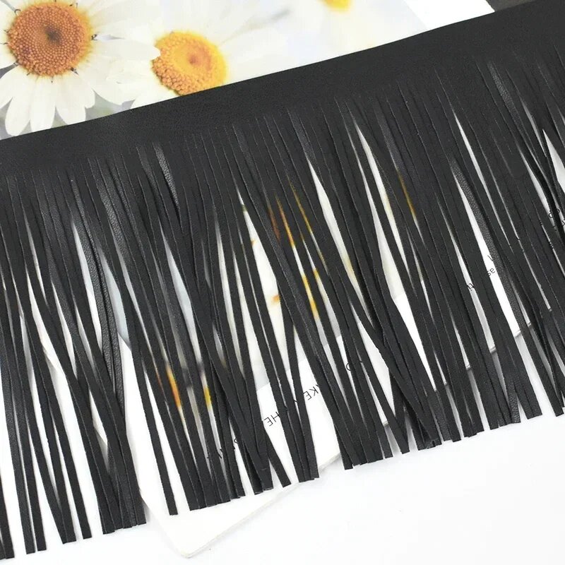 Бахрома из искусственной кожи Deepeel 1 метр Черный, 25cm, Black