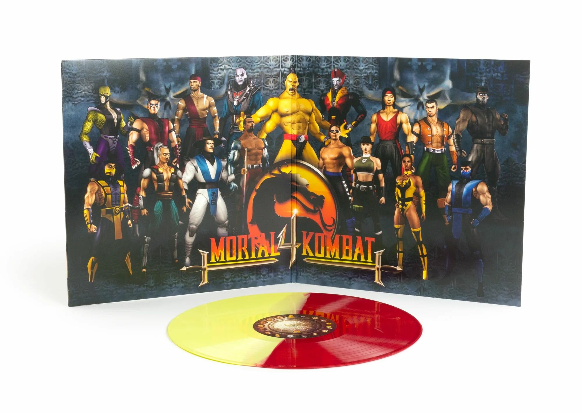 Mortal Kombat 4 OST (500шт в мире Red Yellow Split USA Limited) Красно-Желтая Виниловая Пластинка, Саундтрек Мортал Комбат