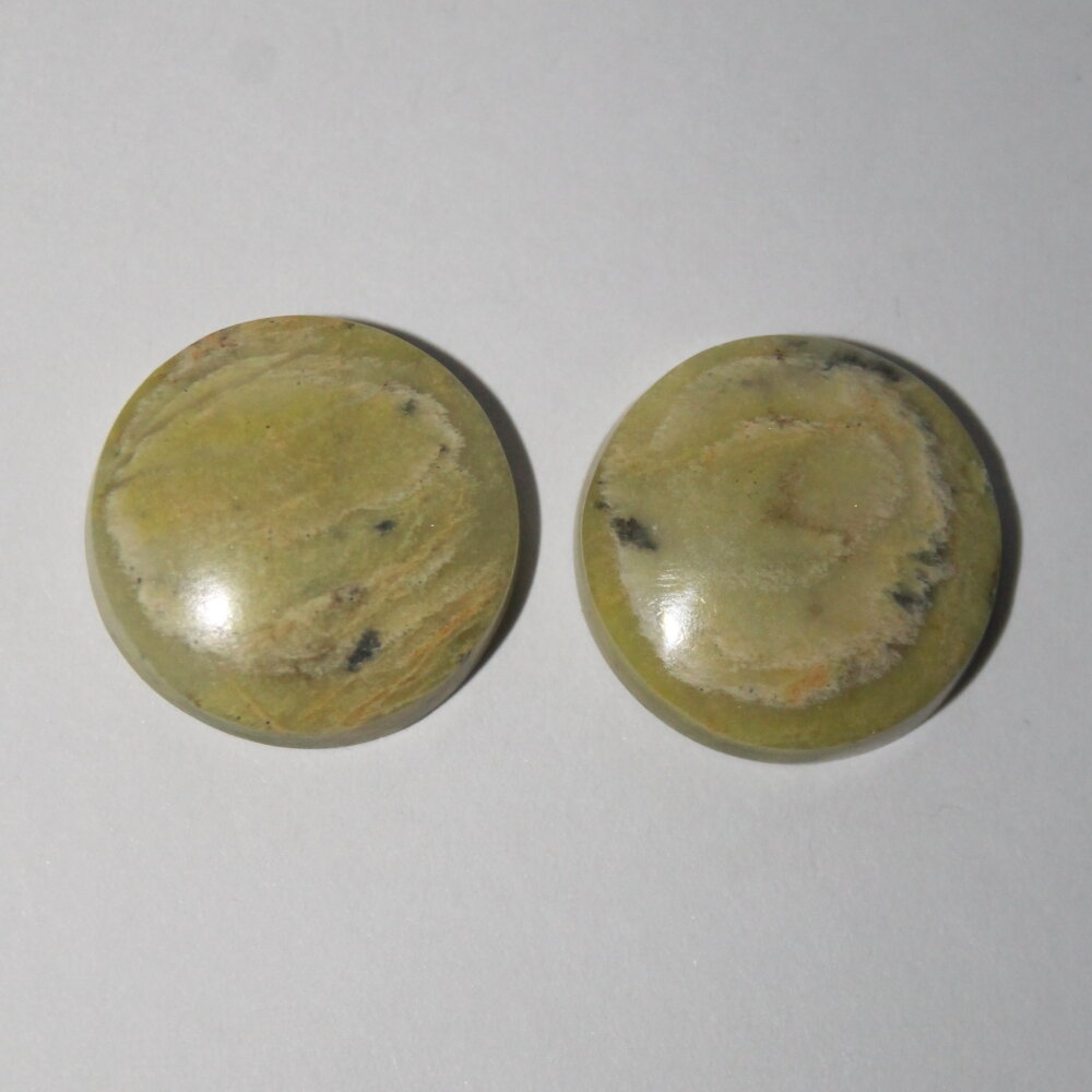 Офит пара кабошонов, натуральный камень, 19х19х3 мм, Урал, "True Stones"