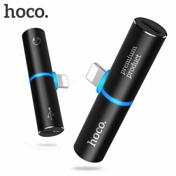 Переходник для наушников и зарядки iPhone 7/8/7 Plus/8 Plus Hoco LS7 T Tower Two Lightning Converter