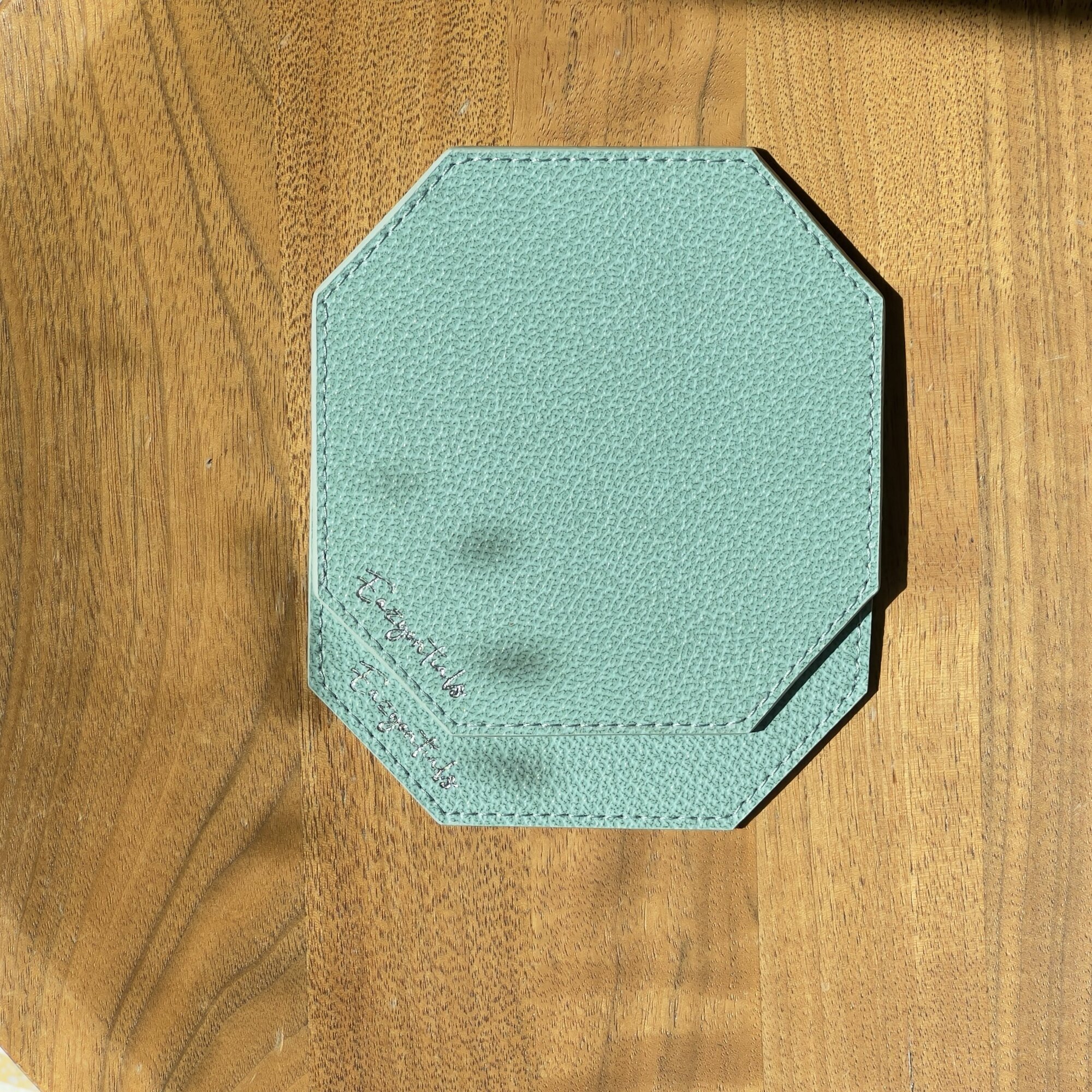 Набор подставок Eazyentials, для стаканов и чашек, натуральная кожа, цвет тифани