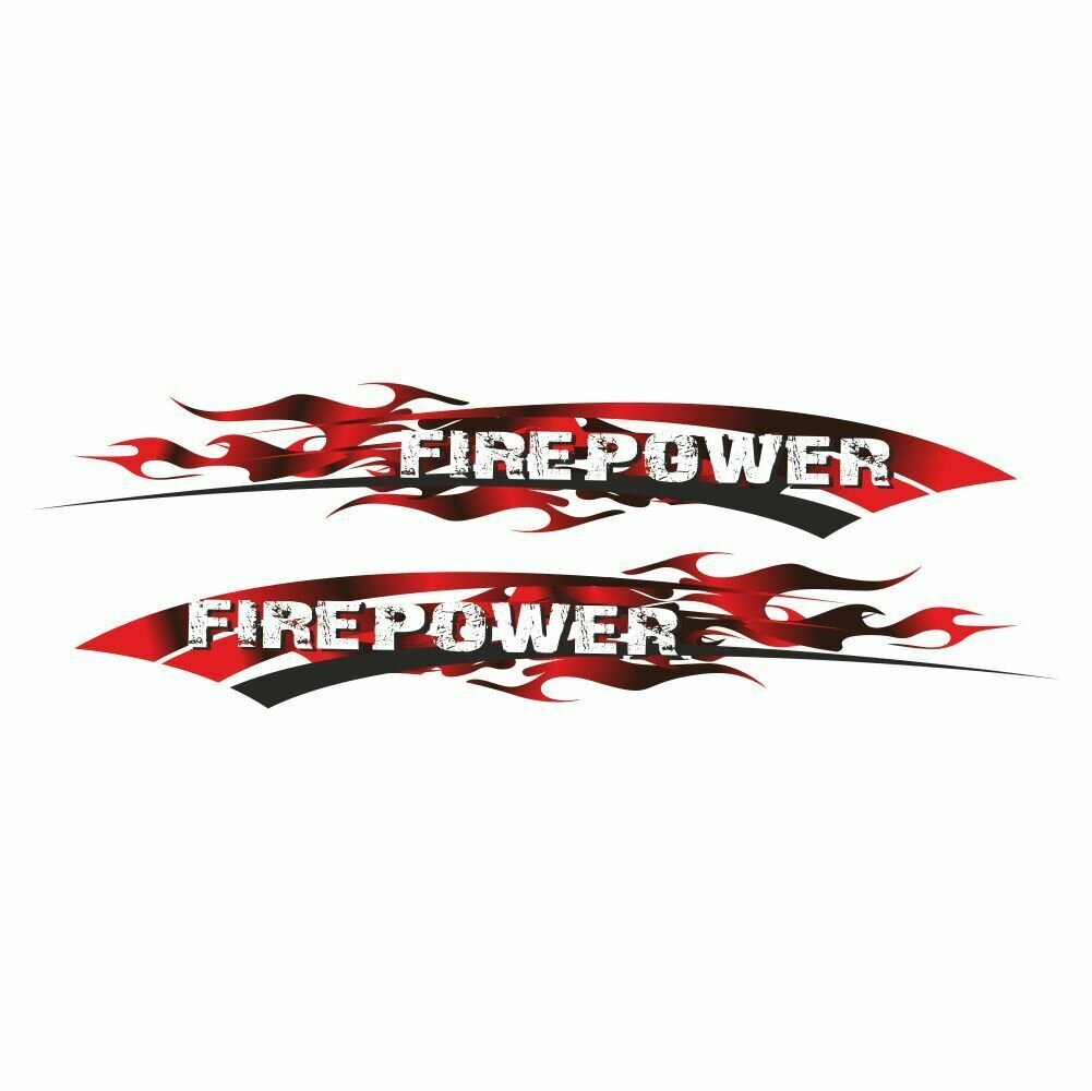 Графика на борта "FIRE POWER" 500х2000мм, комплект 2шт, красный, Арт рэйсинг