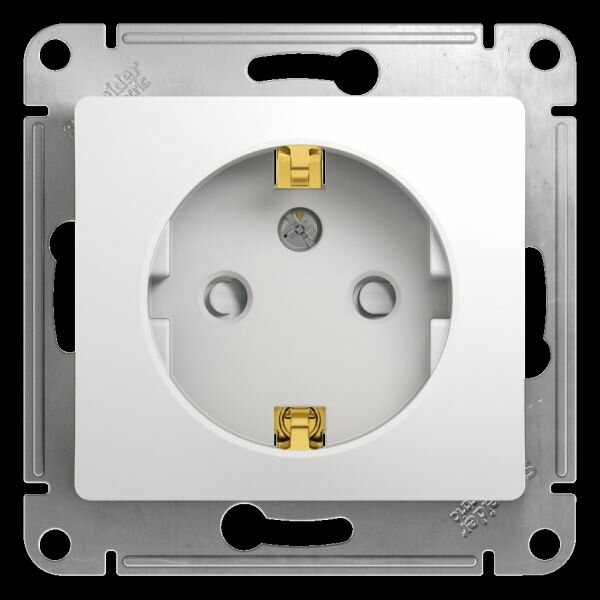 Systeme Electric Glossa Белый, Розетка с заземлением со шторками, GSL000145