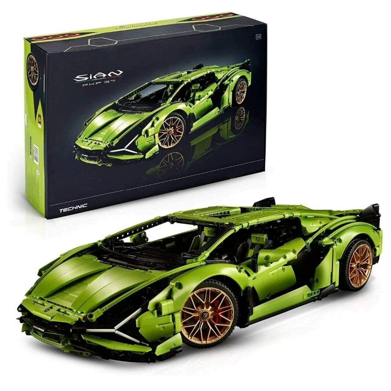 Конструктор Техник Lamborghini Sian FKP 53245, Cпортивный автомобиль машина гиперкар, Набор 3696 деталей / Ламборгини Сиана