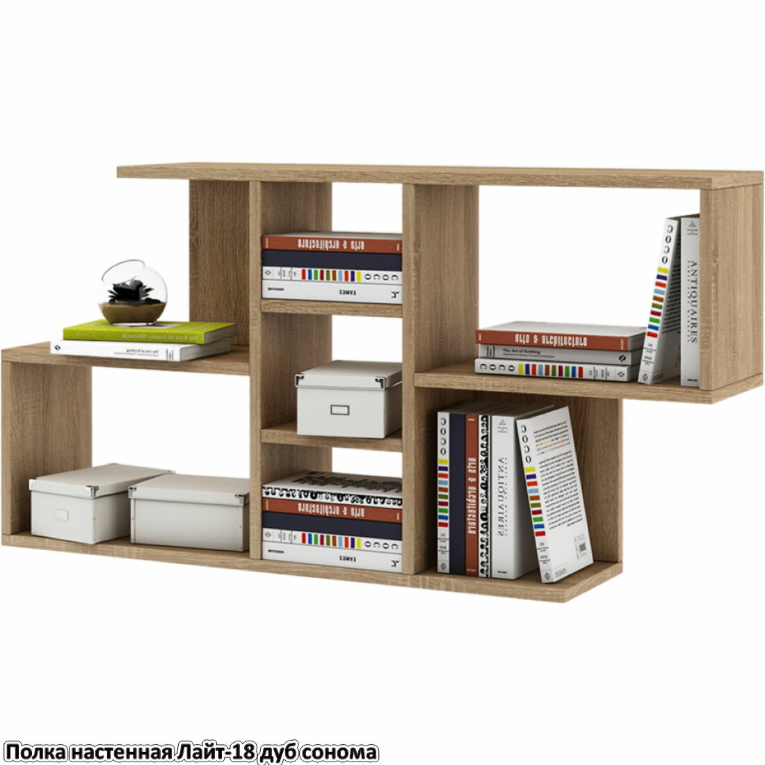 Полка Лайт-18-Дуб сонома, ЛДСП, МФ Владимир VMF, 100х51,4х20 см.