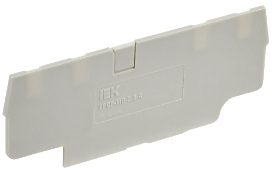Заглушка для клеммной колодки IEK / ИЭК CP-MC, 2.5мм2, 4 вывода, без защелки пластиковая серая, толщиной 1.5мм / электрика