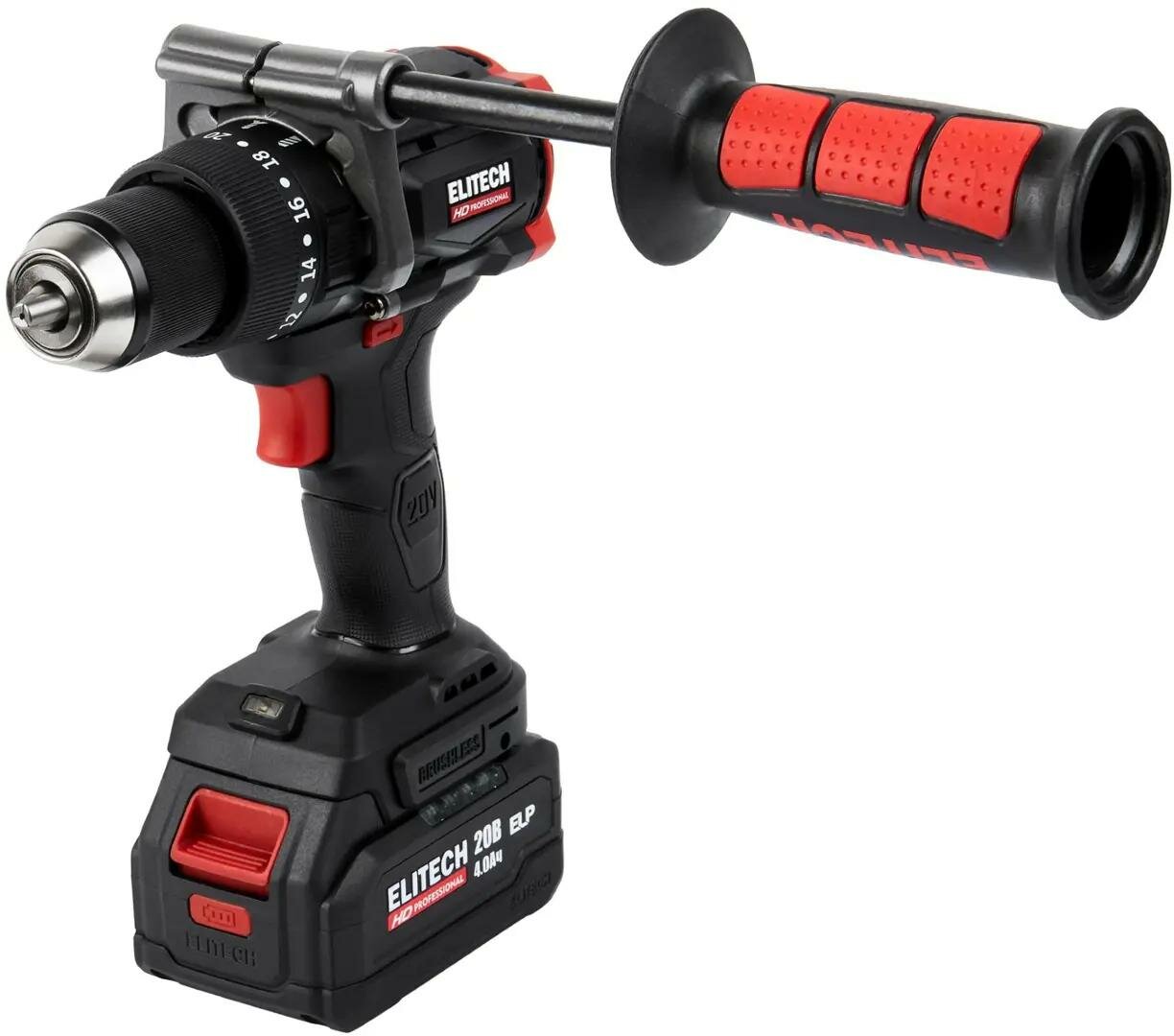 Дрель-шуруповерт аккумуляторная бесщеточная Elitech HD CD 20BL2 20 В Li-ion 2x4 Ач