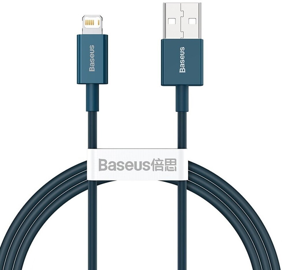 Кабель USB - 8 pin Baseus CALYS-C03, 2.0м, круглый, 2.4A, TPE, цвет: синий