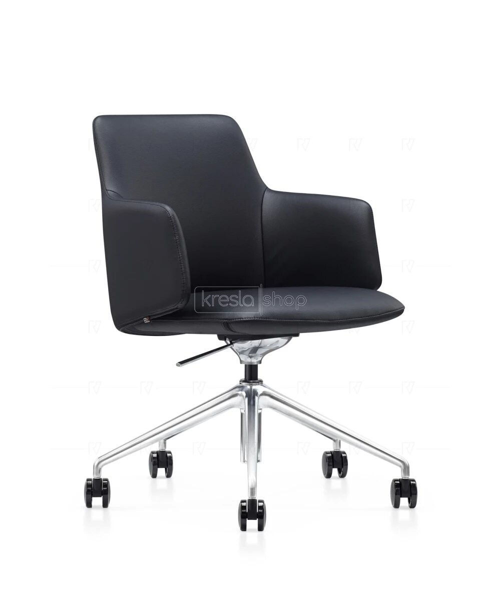 Кресло для переговорной Riva Design Иво / Ivo B2416 черная премиум экокожа