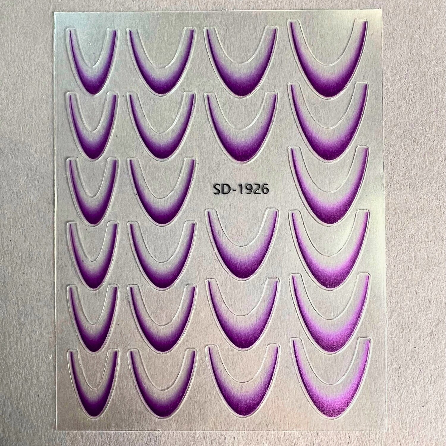 Наклейки «Френч» фиолетовый №1926 Zoo Nail Art 23 трафарета для френча