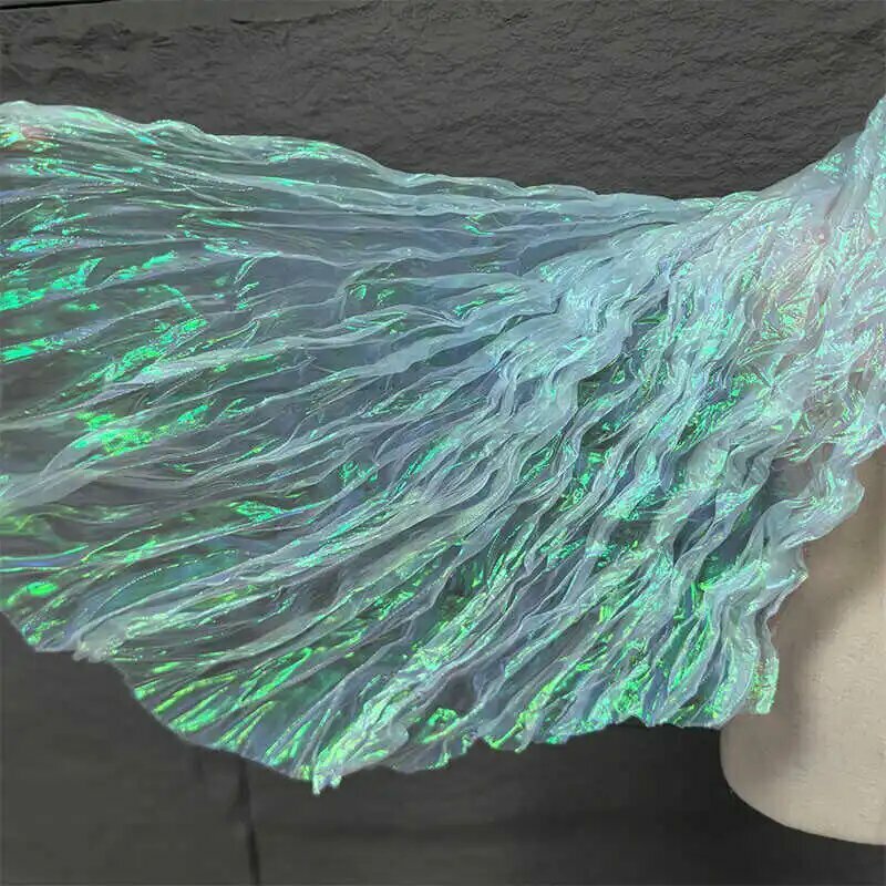 Волнистая органза белая 100% полиэстер 1 метр Изумрудный, light purple