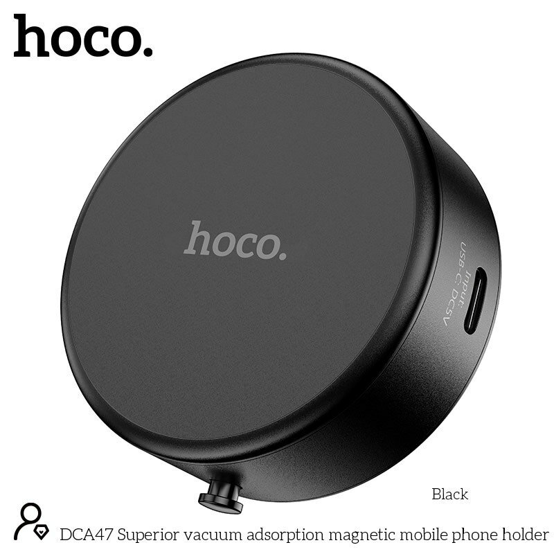 Вакуумный держатель Hoco DCA47, с беспроводной зарядкой, магнитное крепление, черный