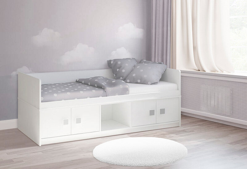 Детская кровать от 3 лет Л-E201 75x175 Белый Белый