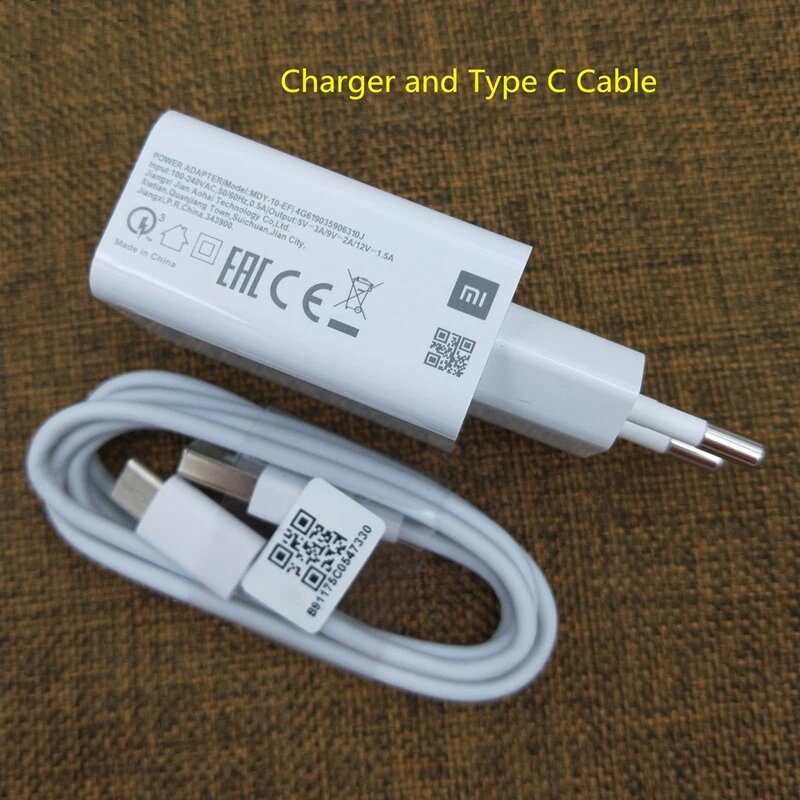 Быстрое зарядное устройство Xiaomi 18 Вт, оригинальный адаптер QC 3.0 EU для EU add type c cable