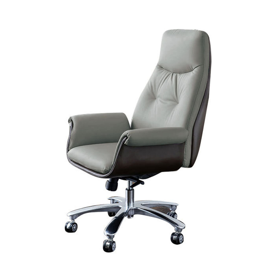 Кожаное кресло на колесиках Neohouse Avellon для кабинета и офиса (серый)