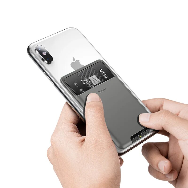 Baseus Универсальный чехол-кошелек с задним слотом для телефона для iPhone X Xs, роскошная наклейка 3 м, силиконовый чехол для телефона Samsung Xiaomi Dark Gray