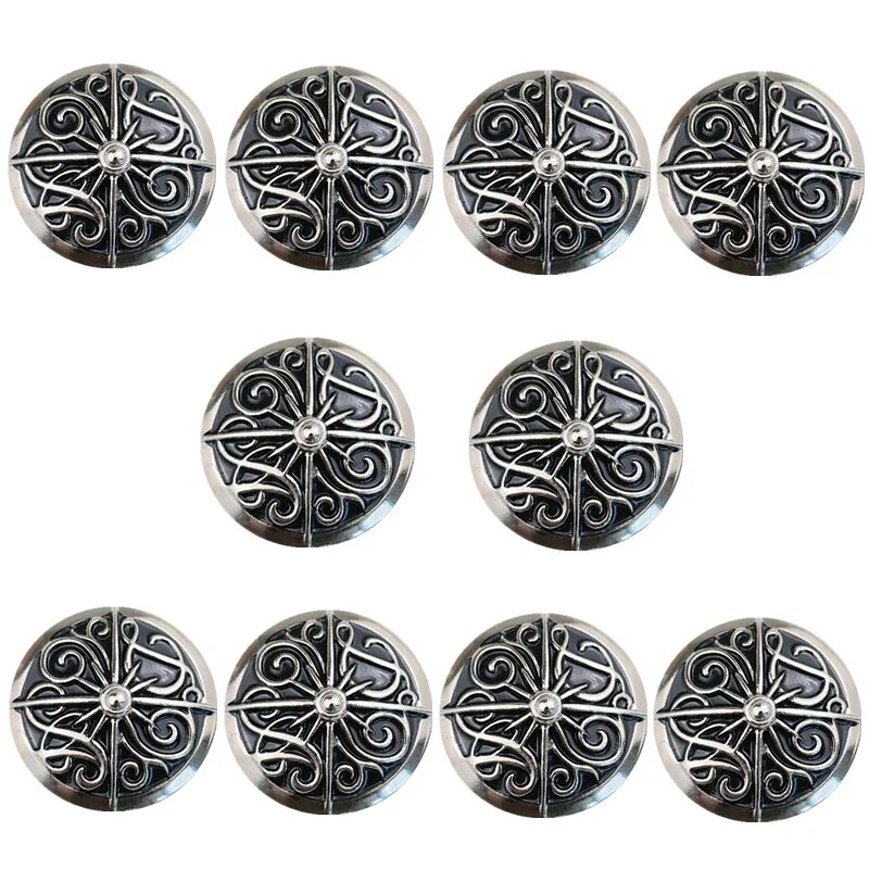 Металлические декоративные кончо для ремней 10 шт Bright silver