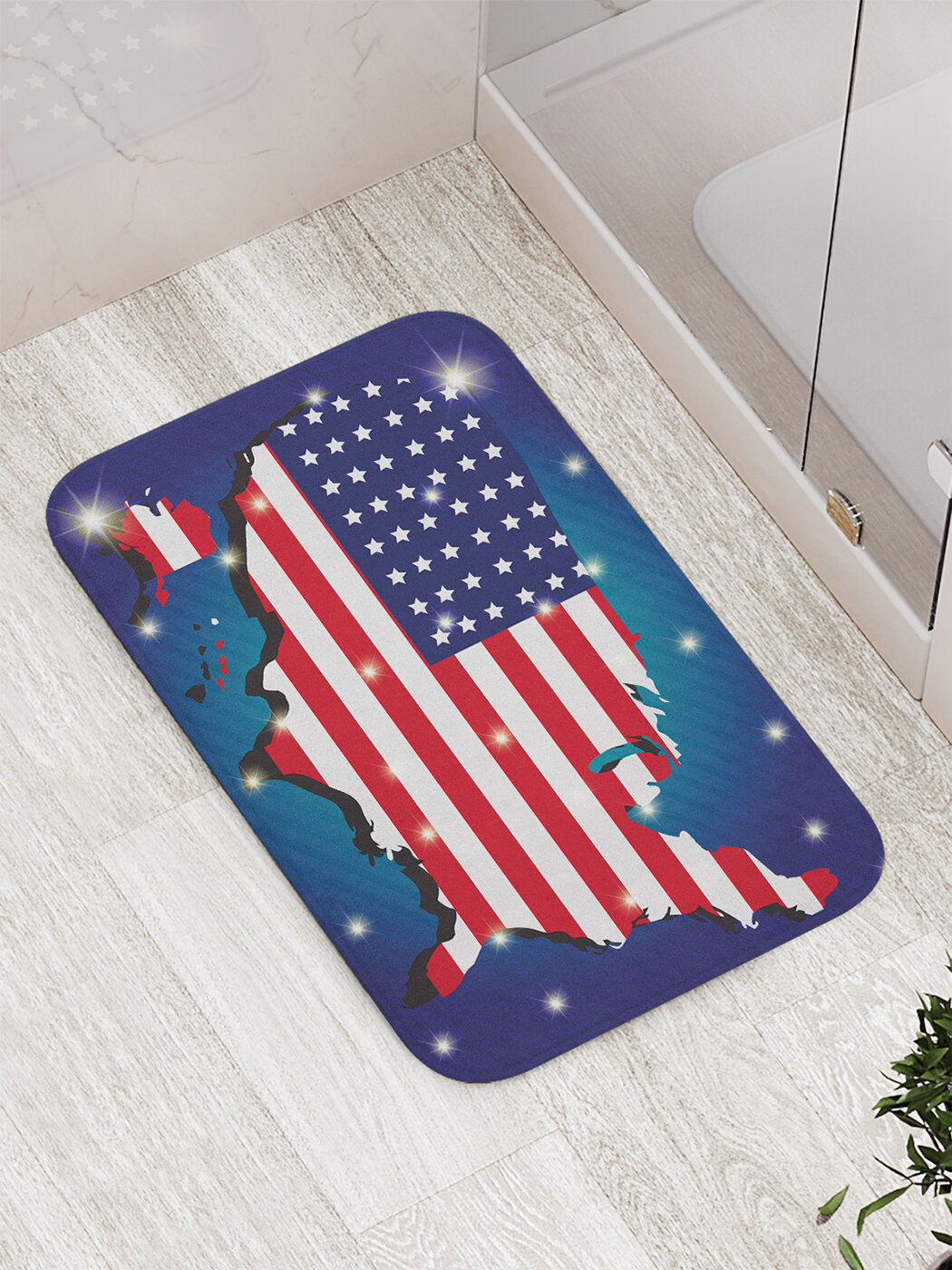 Коврик для ванной комнаты, туалета "Звездная карта США" противоскользящий, 52х77 см, JoyArty