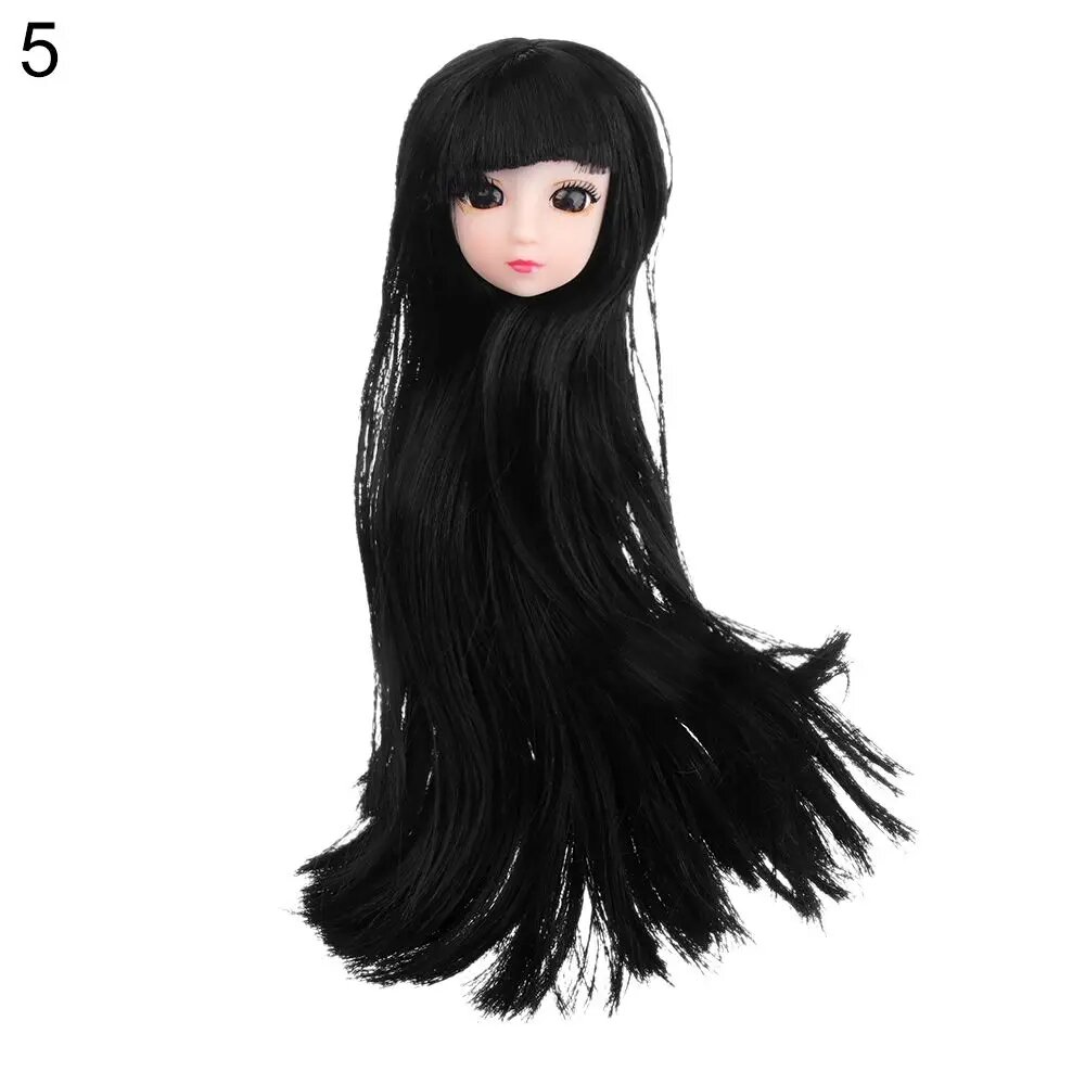Шарнирная кукольная голова 1/6 для кукол 30 см с длинными волосами красного цвета Черный, 5