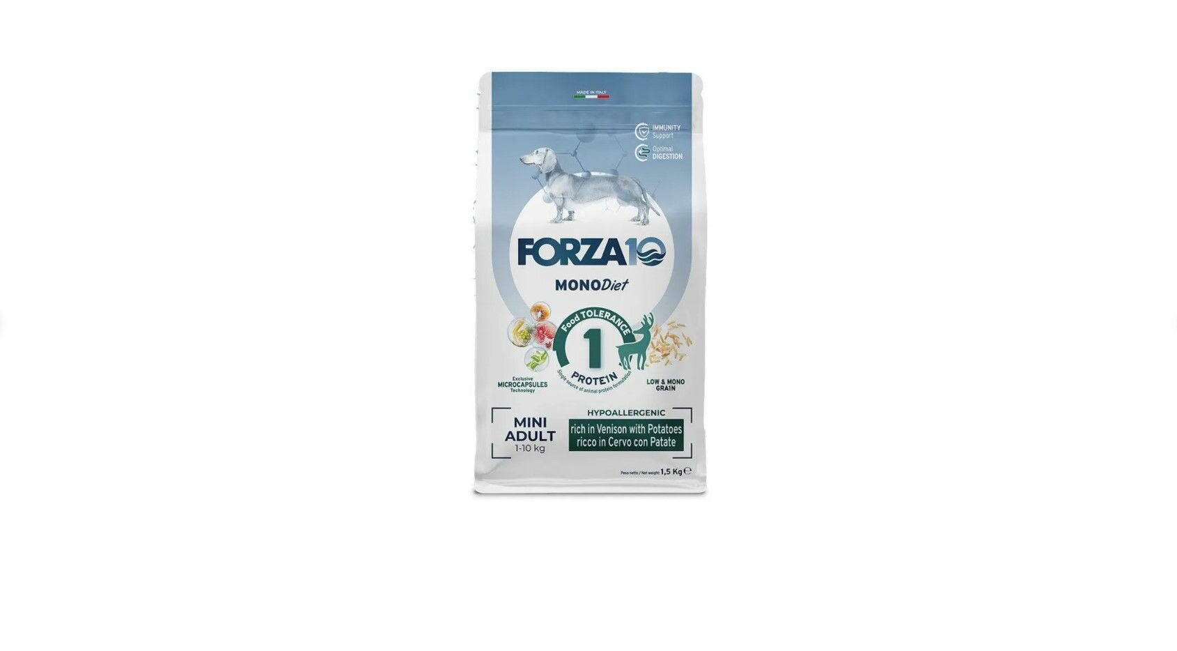 Forza10 MonoDiet Adult Mini Cervo con Patate сухой корм для взрослых собак мелких пород с олениной и картофелем - 1,5 кг