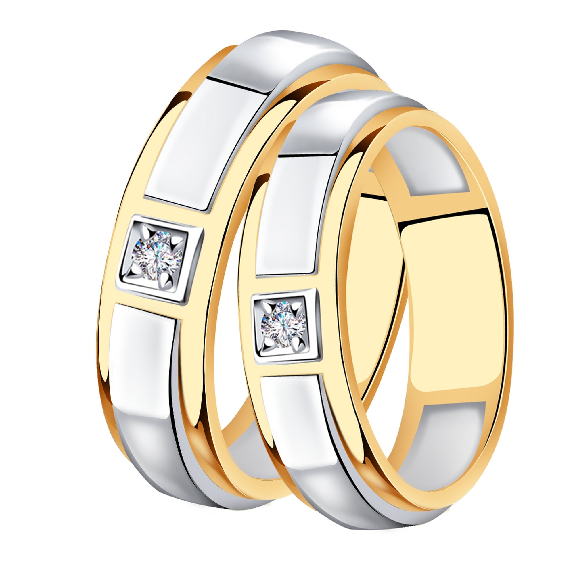 Кольцо обручальное, красное золото, 585 проба, бриллиант