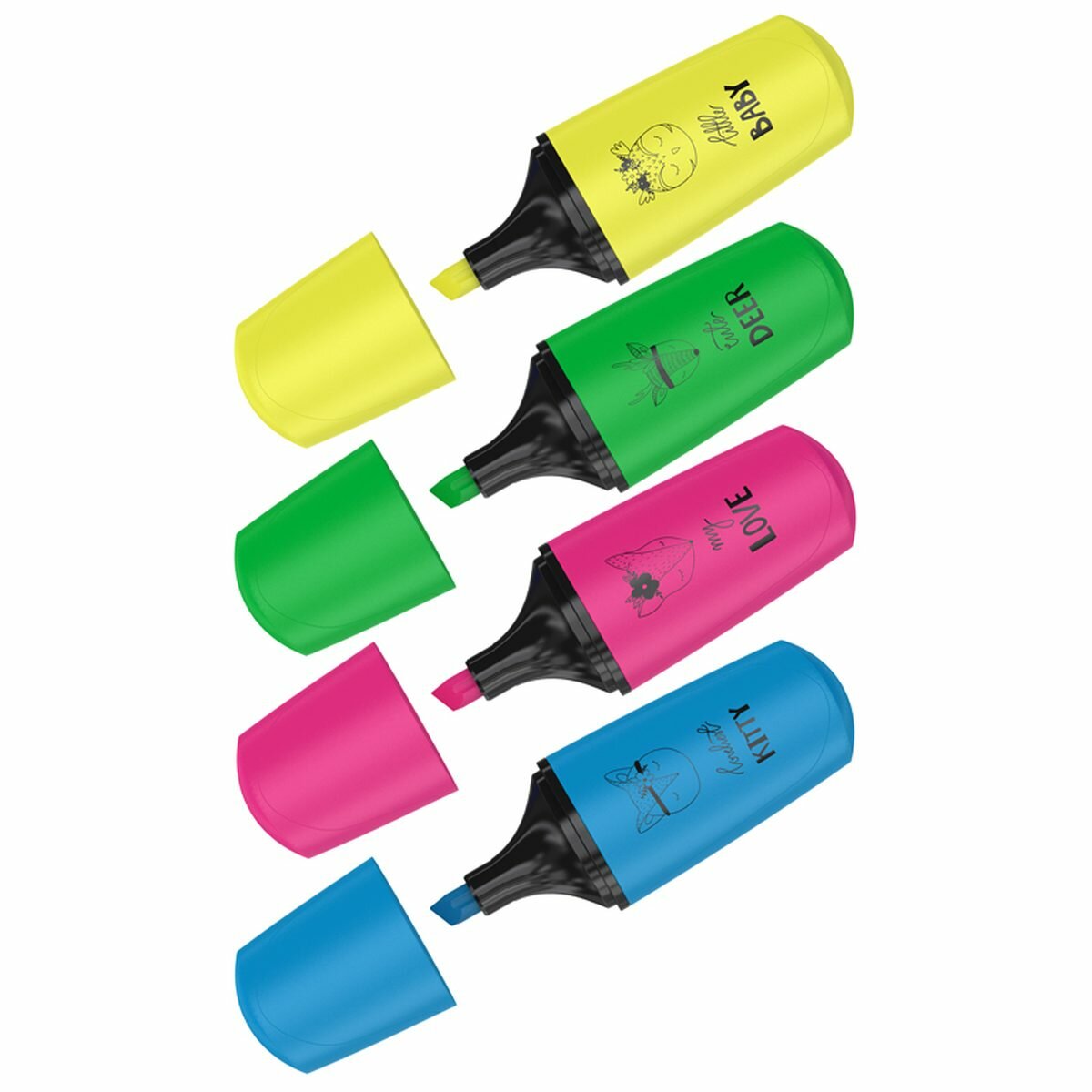 Набор маркеров-текстовыделителей Berlingo Textline HL100 (1-5мм, мини, 4 цвета) (T1099_50), 50шт.