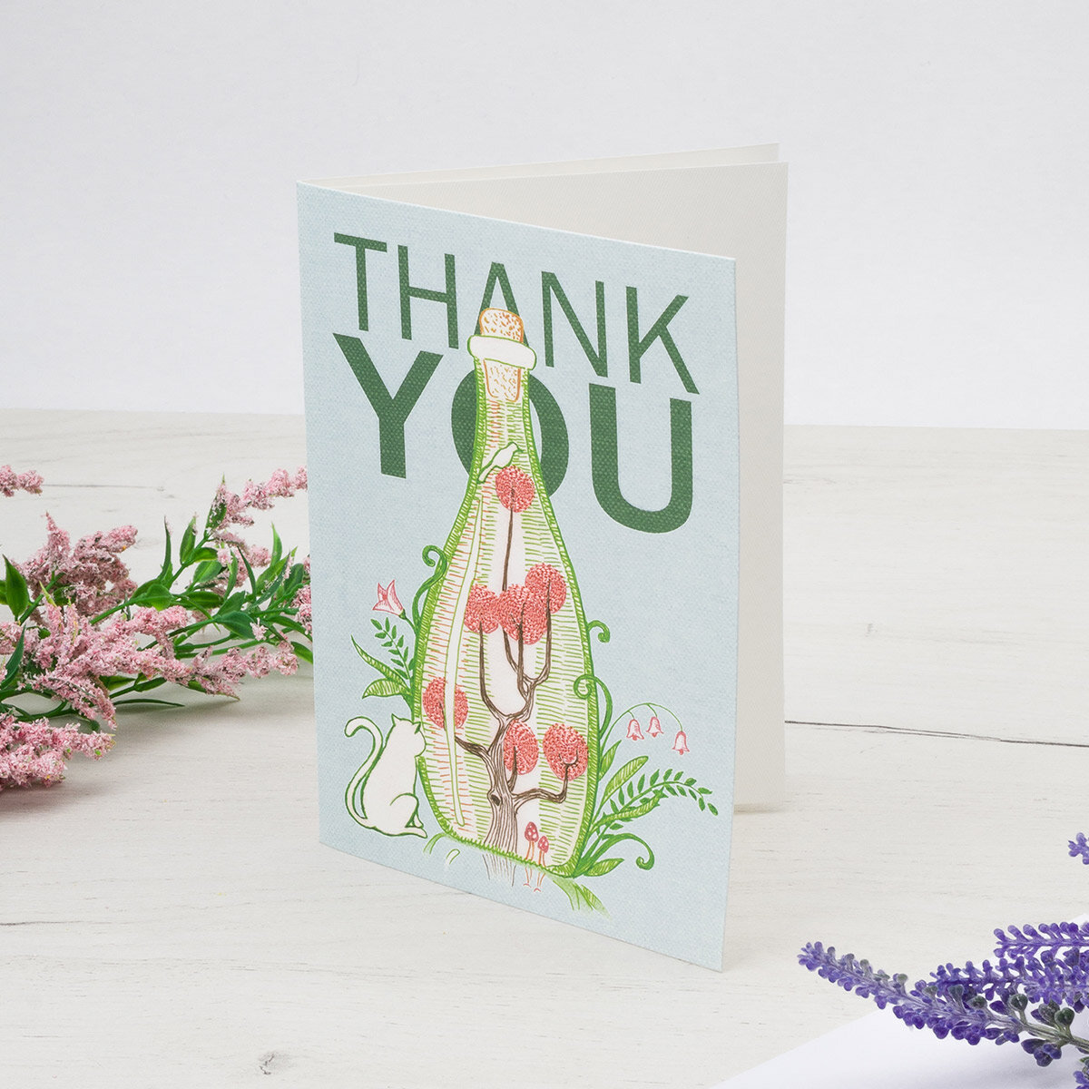 Открытка с вышивкой на английском языке 'Thank You', 12*17 см (конверт в комплекте)