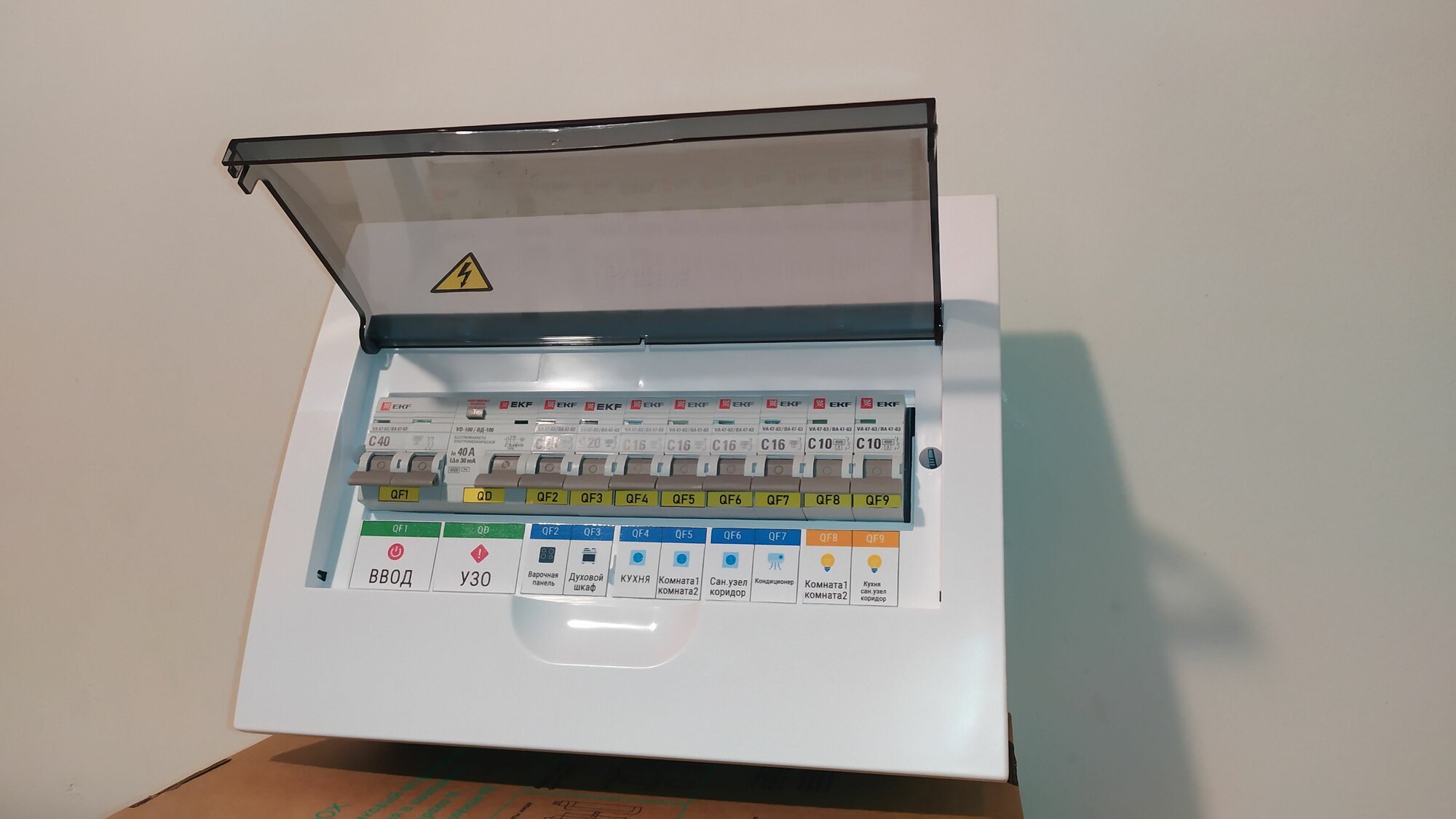 Электрощит в сборе встраиваемый 12 модулей V.2 40А