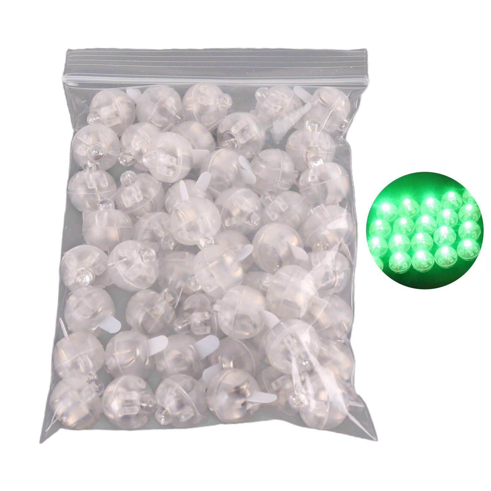1 упаковка из 50 разноцветных светодиодных светящихся шариков-зеленый