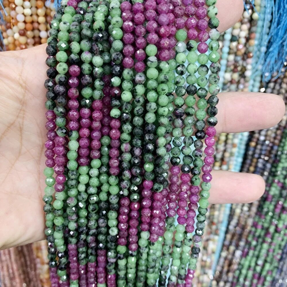 Лепидолит и циркониевые рубиновые бусины для бижутерии Изумрудный, Ruby Zoisite