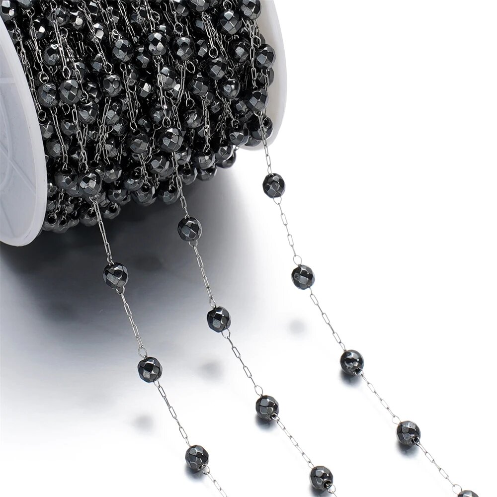 Цепочка из нержавеющей стали с натуральным камнем St.kunkka 1 метр Черный, Style 04